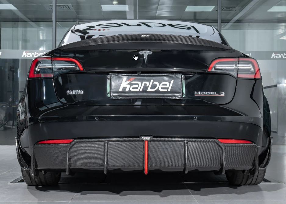Karbel Carbon Pre-preg Carbon Fiber Rear Spoiler for Tesla Model 3 / P ...