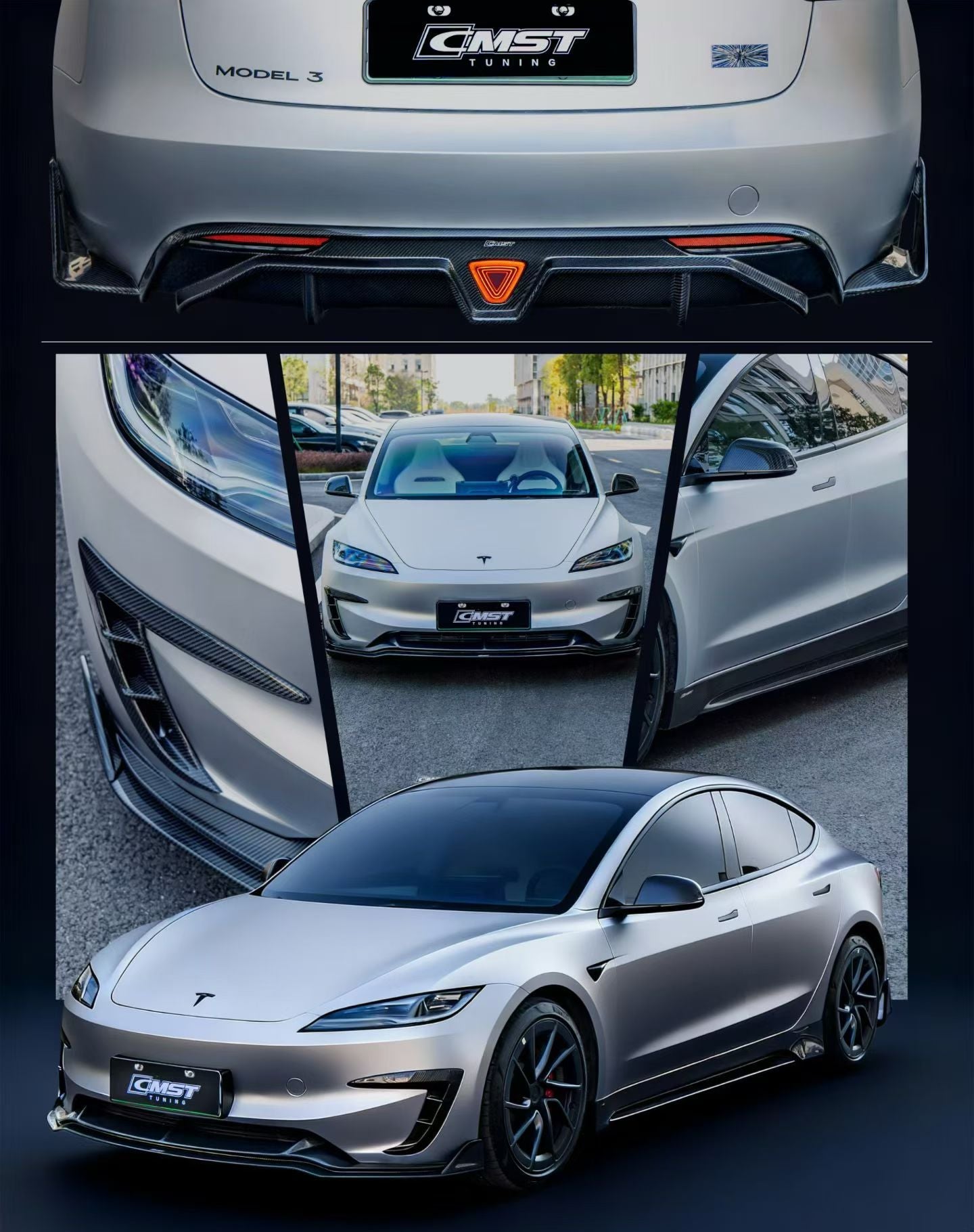 CMST Dry Carbon Fiber Full Body Kit Ver.2 for Tesla Model 3 Performanc ...