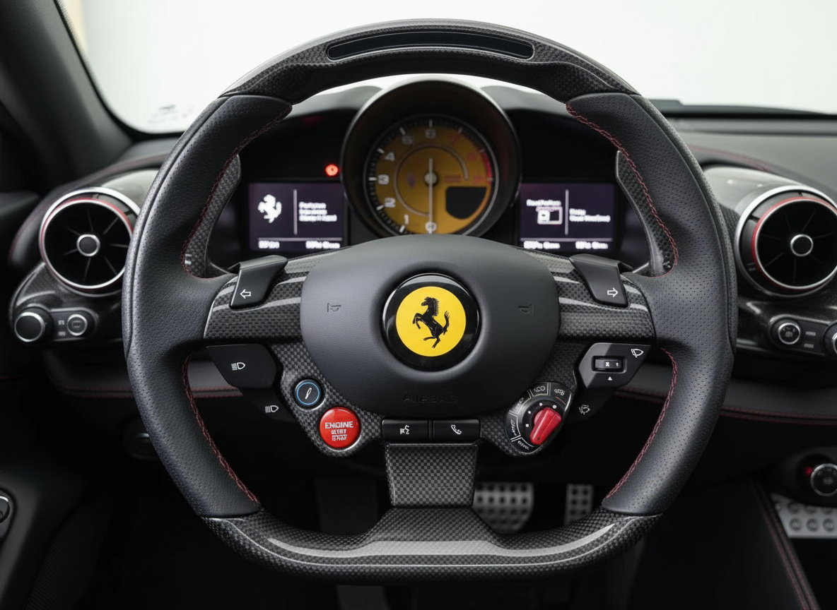 Ferrari F8 Tributo Leather & Carbon Fiber LED Steering Wheel – CarGym