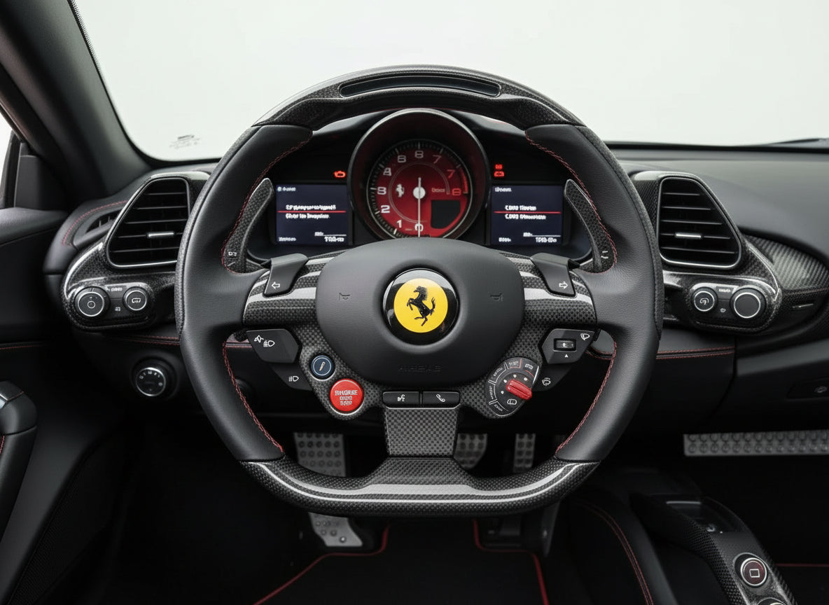 Ferrari 488 GTB / Spider Leather & Carbon Fiber LED Steering Wheel – CarGym