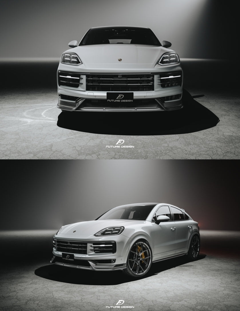 Future Design Carbon Fiber Front Lip for Porsche Cayenne 9Y0 & Cayenne ...