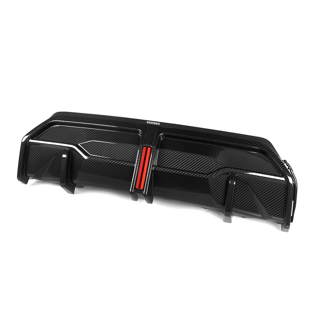 SooQoo BMW 2-Series G42 Dry Carbon Fiber Center Rear Diffuser w/ LED ...