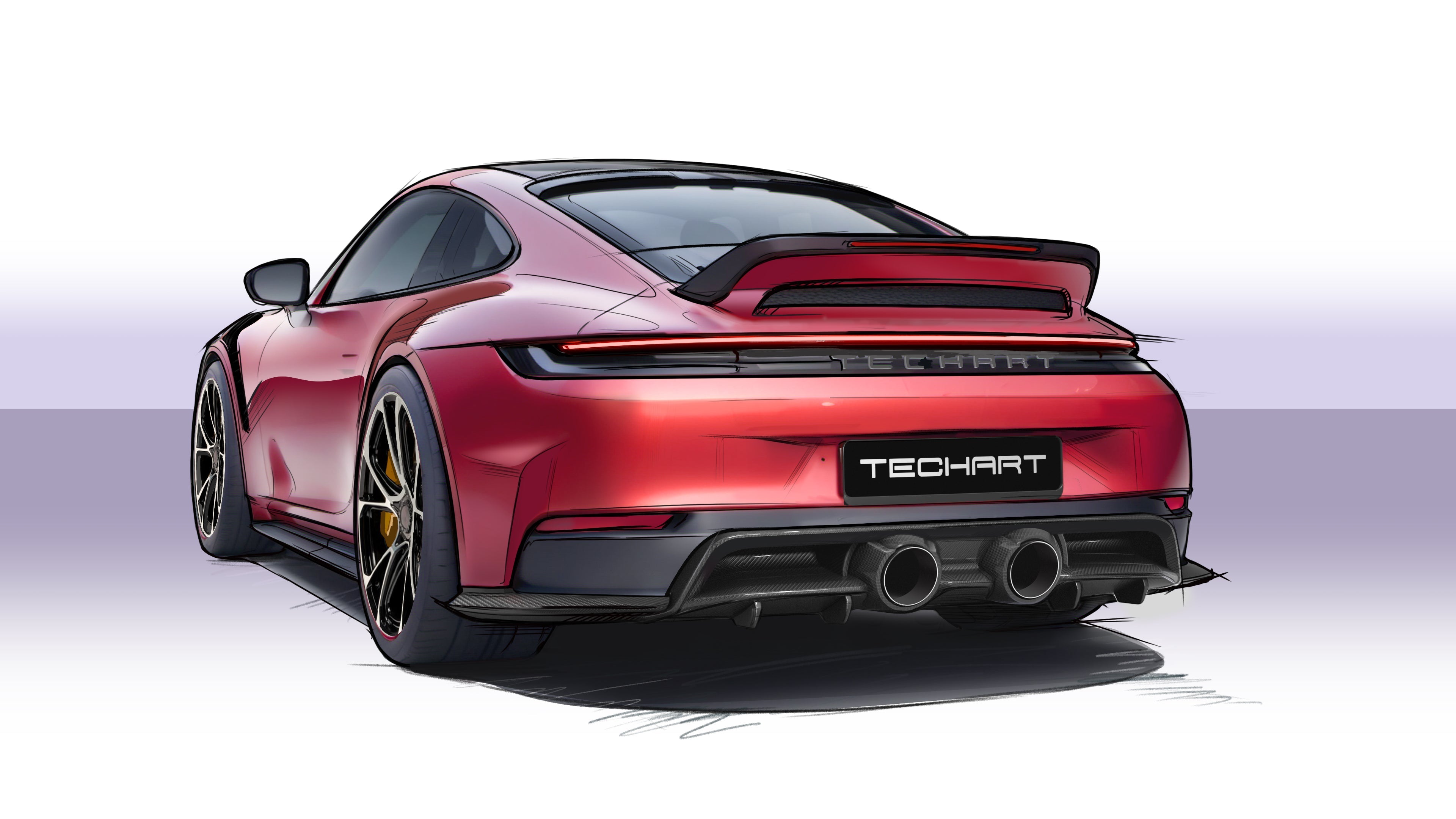 TECHART Carbon Rear Diffuser incl. Carbon Aero Wings for Porsche 992.2 ...