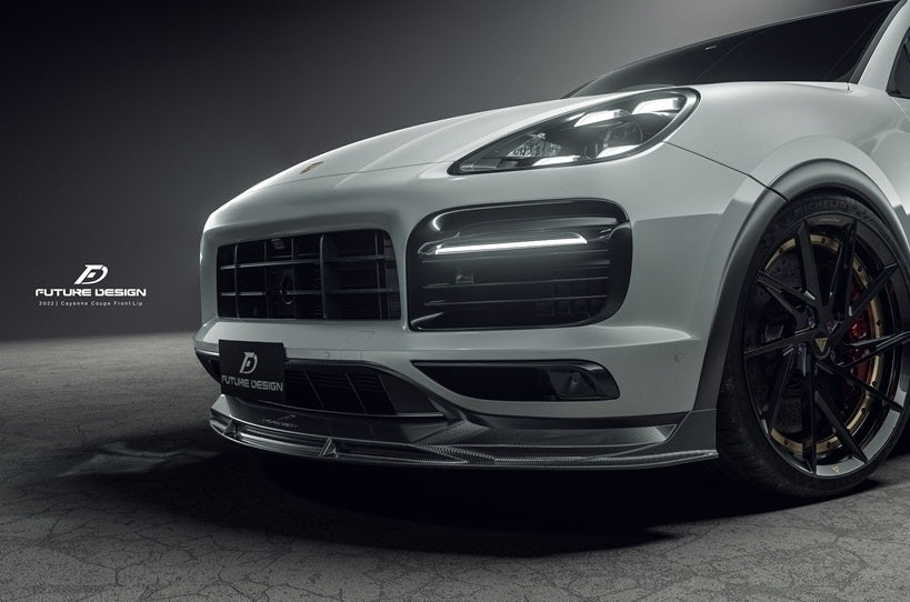 Future Design Carbon Fiber Front Lip for Porsche Cayenne 9Y0 & Cayenne ...