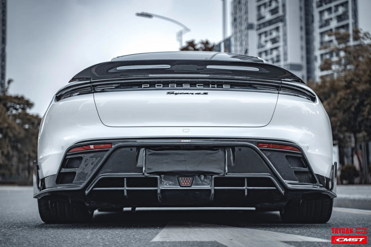 CMST Tuning Carbon Fiber Rear Diffuser & Canards for Porsche Taycan Ba ...