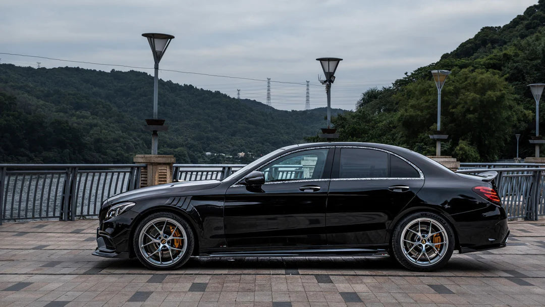 TAKD Carbon Dry Carbon Fiber Side Skirts for Mercedes Benz C-Class W20 ...