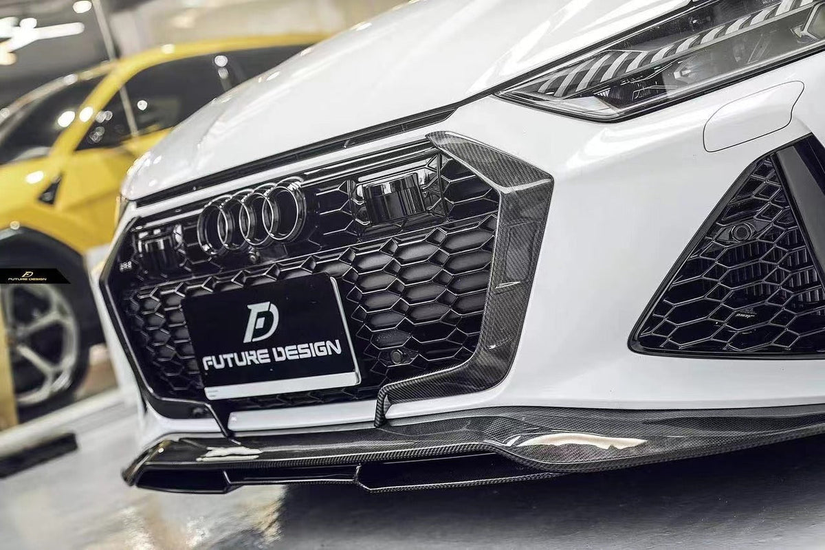 Future Design Blaze Carbon Fiber Front Grill Side Overlay for Audi RS6 ...